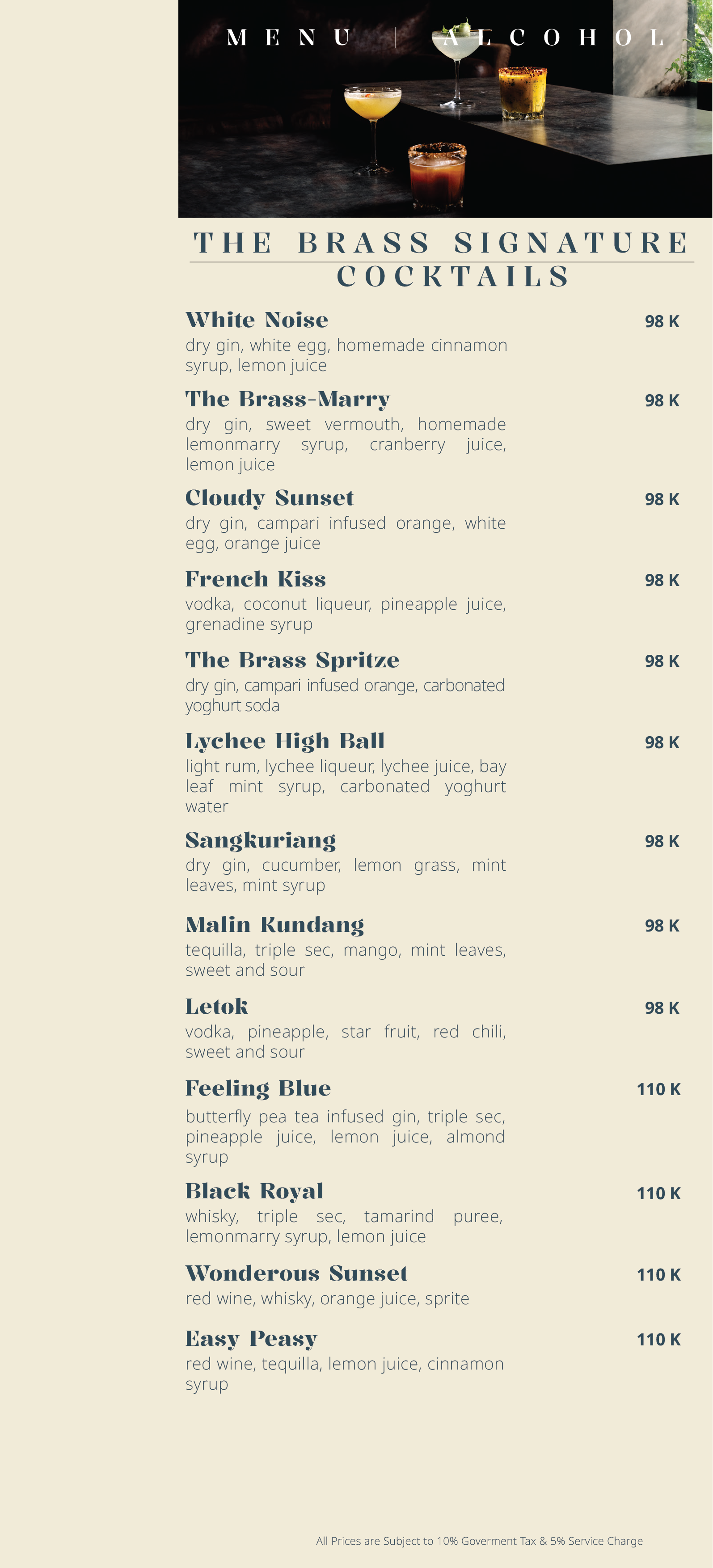All Beverages - The Brass Restaurant Renon Bali